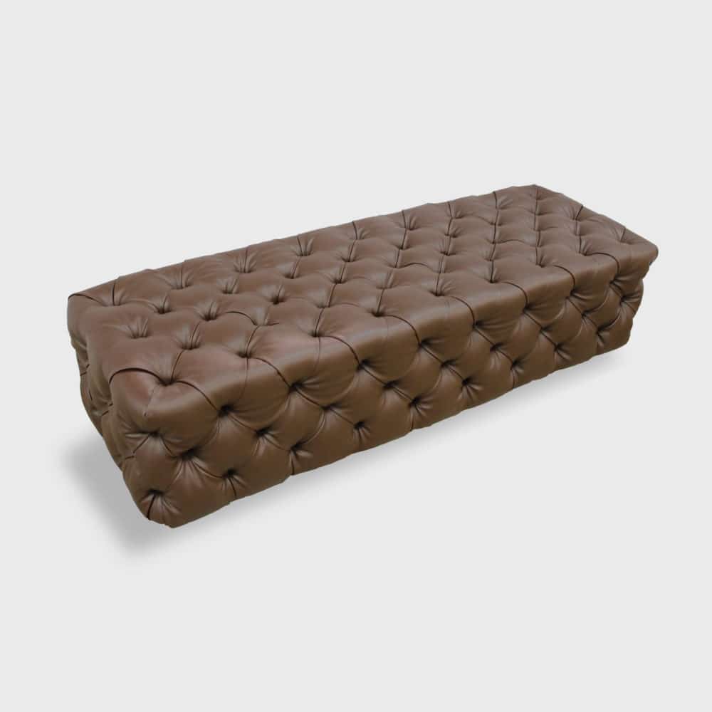 London Rectangle Ottoman | Tufted Leather Ottoman