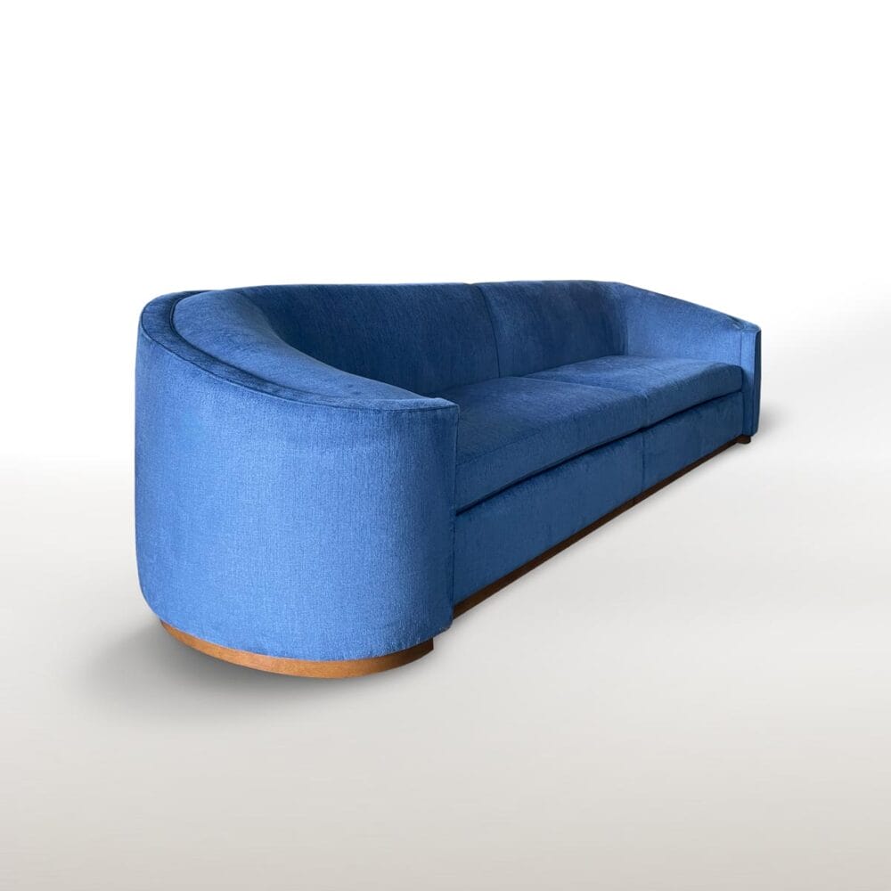 Scarlet Sofa | Jamie Stern Design | Curved Sloped Arm Sofa